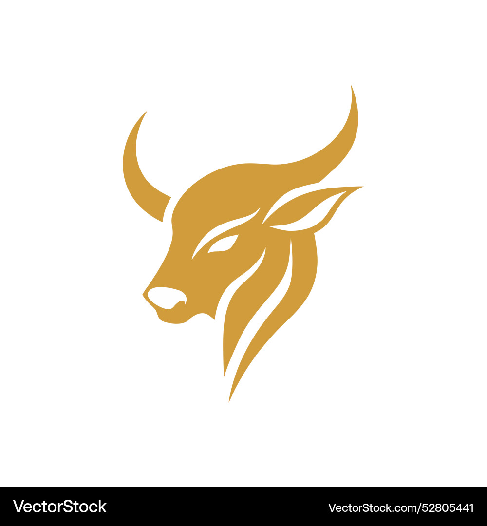 Golden bull logo icon art Royalty Free Vector Image
