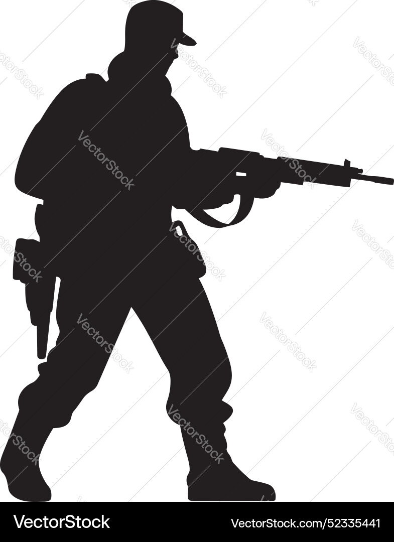 Infantry arsenal soldier black iconic Royalty Free Vector