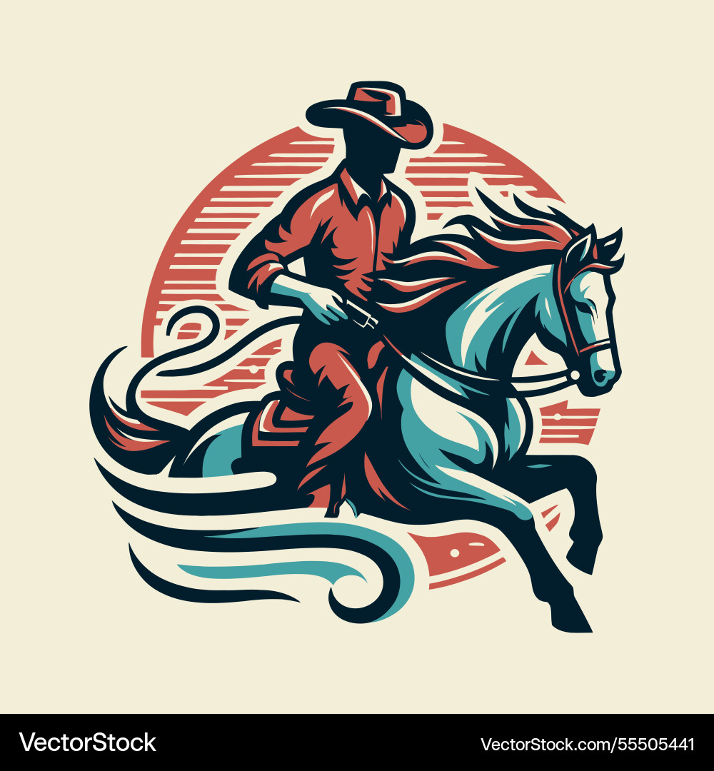 Lone Cowboy Riding Horse Royalty Free Vector Image
