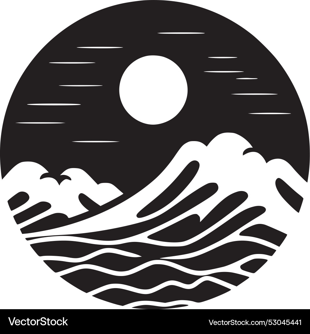Ocean - black and white Royalty Free Vector Image