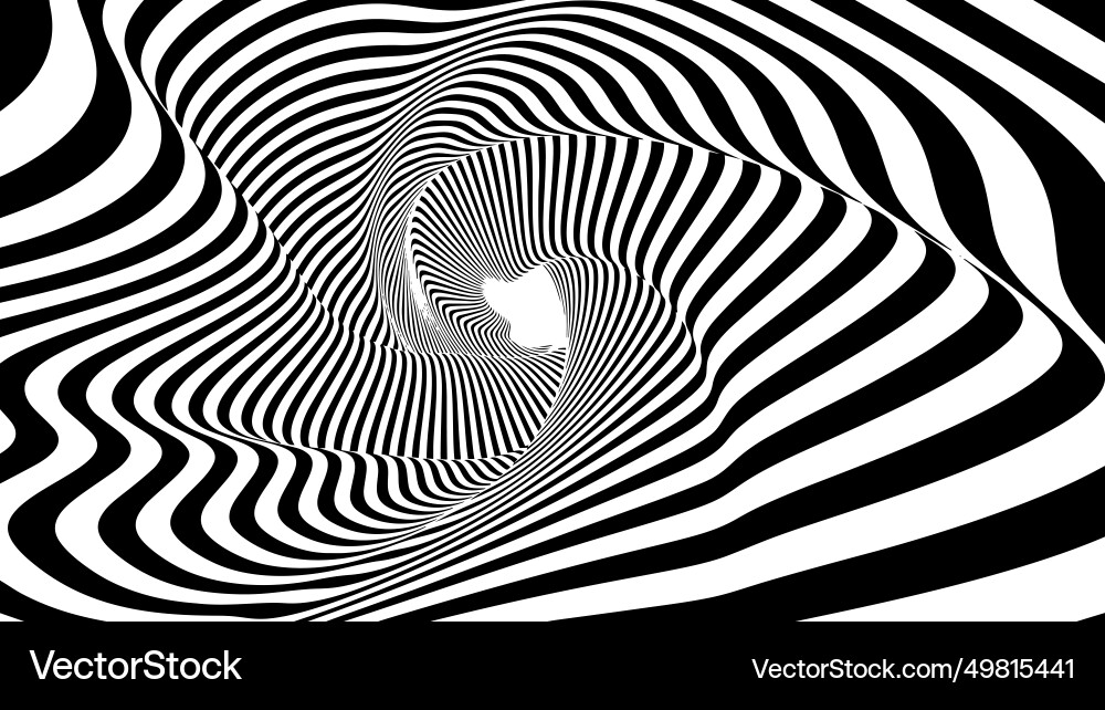 Optical illusion tunnel with black and white Vector Image
