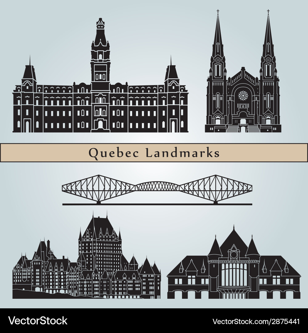 Quebec landmarks and monuments Royalty Free Vector Image