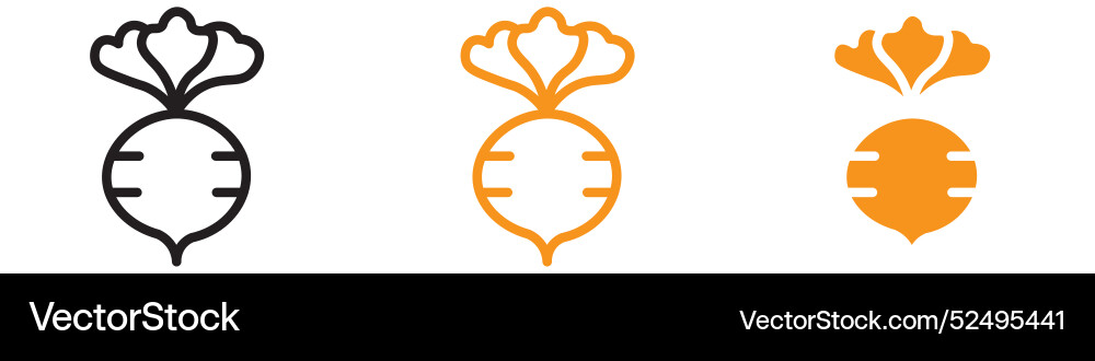 Radish icon set fresh vegetable for food Vector Image