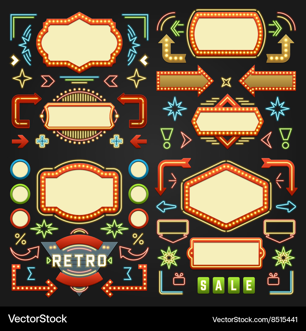 Retro american 1950s sign design elements set Vector Image