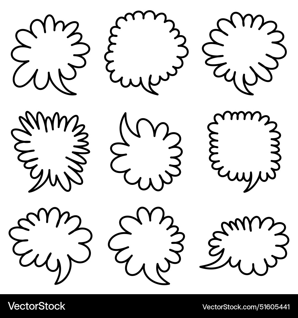 Set of nine speech bubbles with various wavy Vector Image
