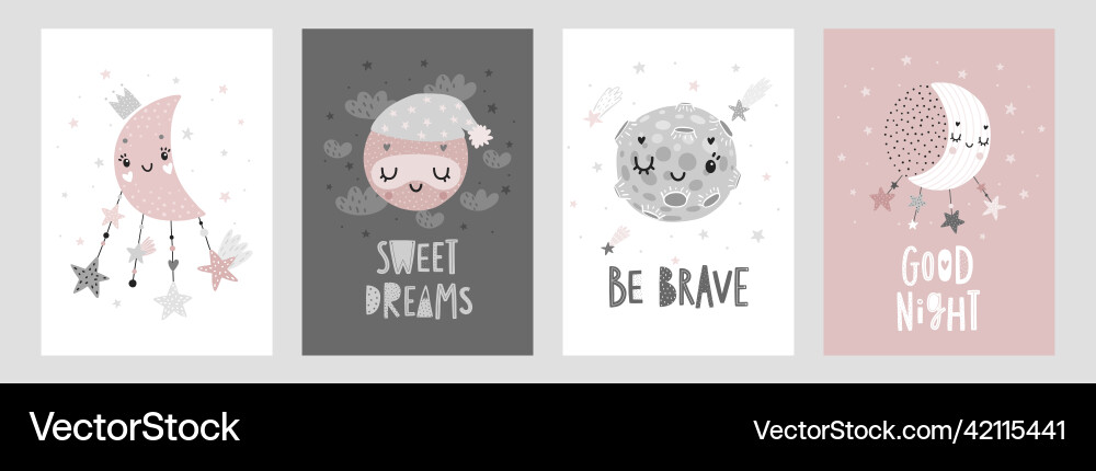 Space dreams prints childish hand drawn cards Vector Image