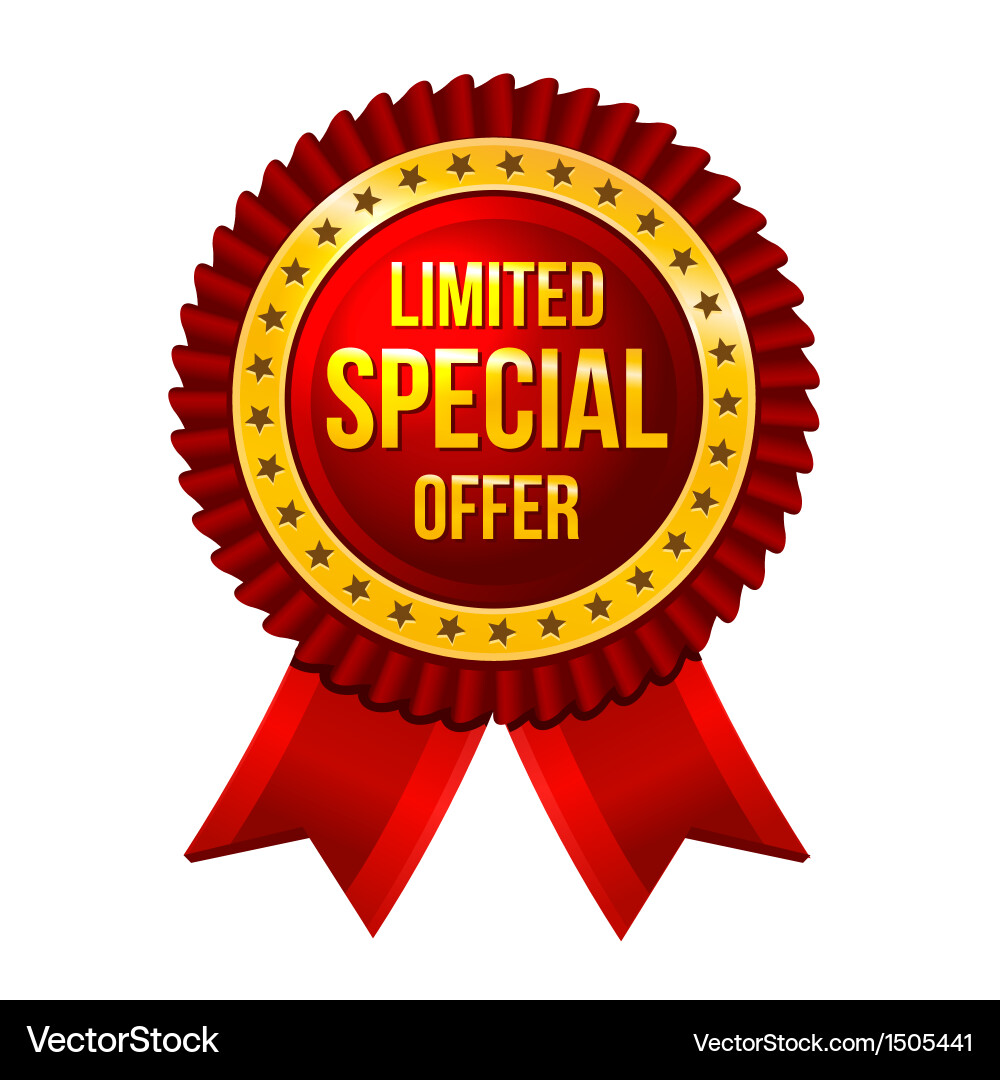 Special offer label with ribbons Royalty Free Vector Image