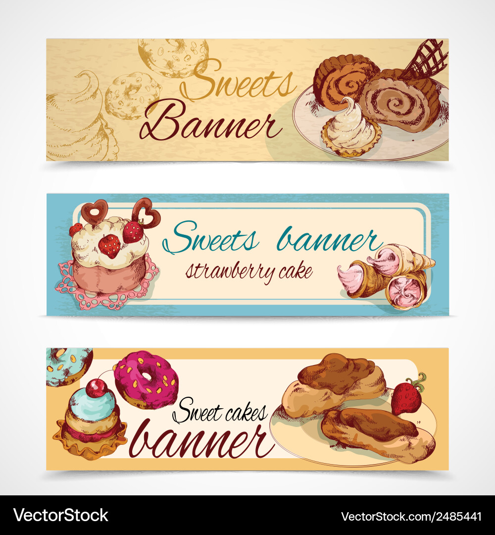 Sweets colored banners Royalty Free Vector Image