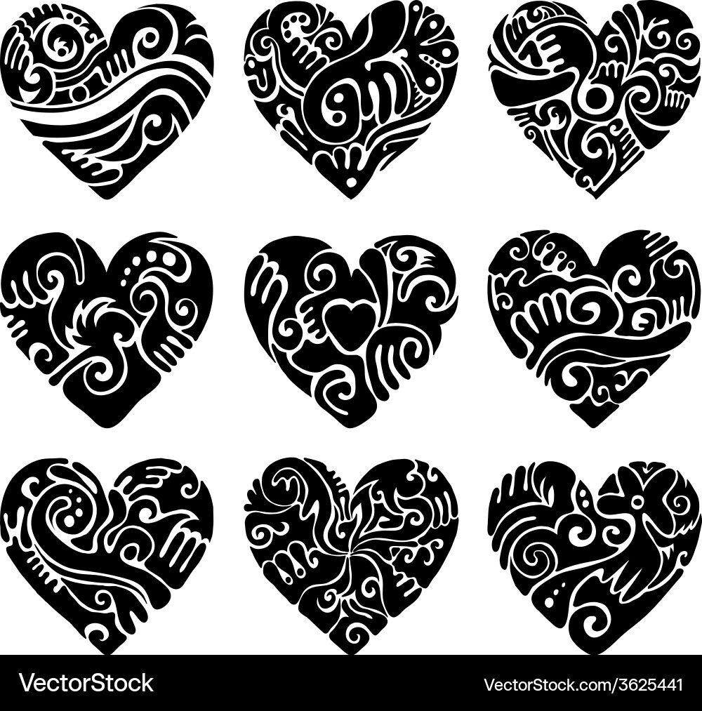 Tribal hearts Royalty Free Vector Image - VectorStock