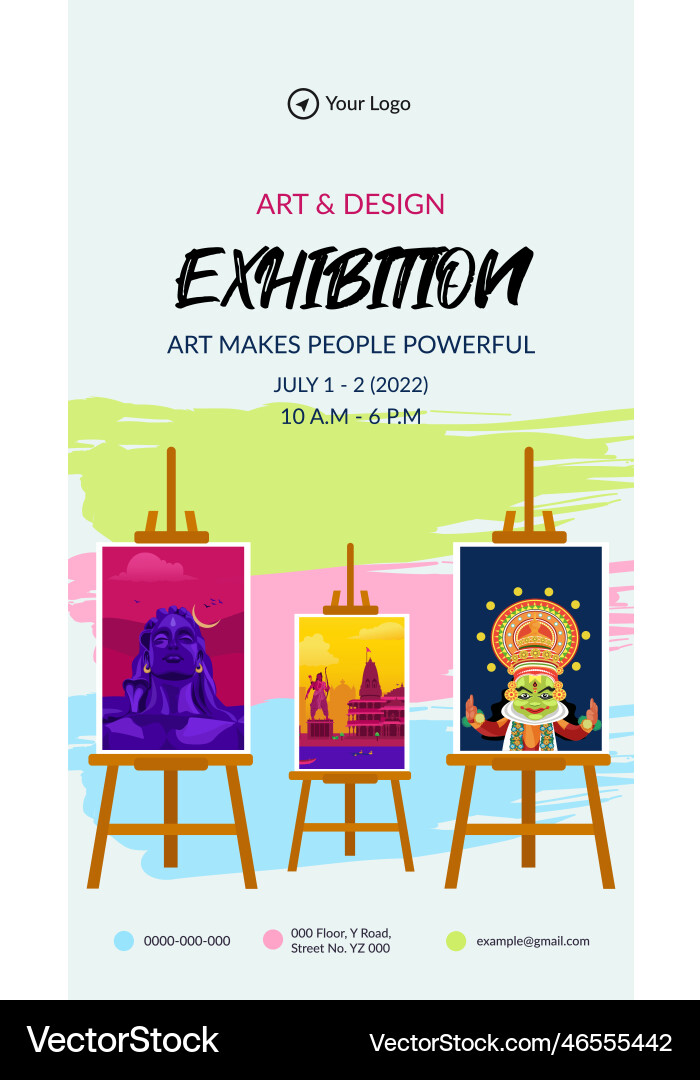 Art and design exhibition portrait template Vector Image