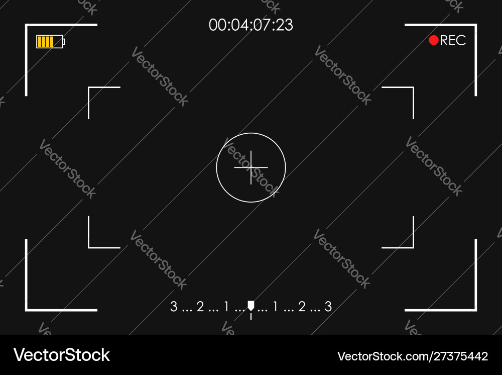 Camera frame viewfinder screen video recorder Vector Image