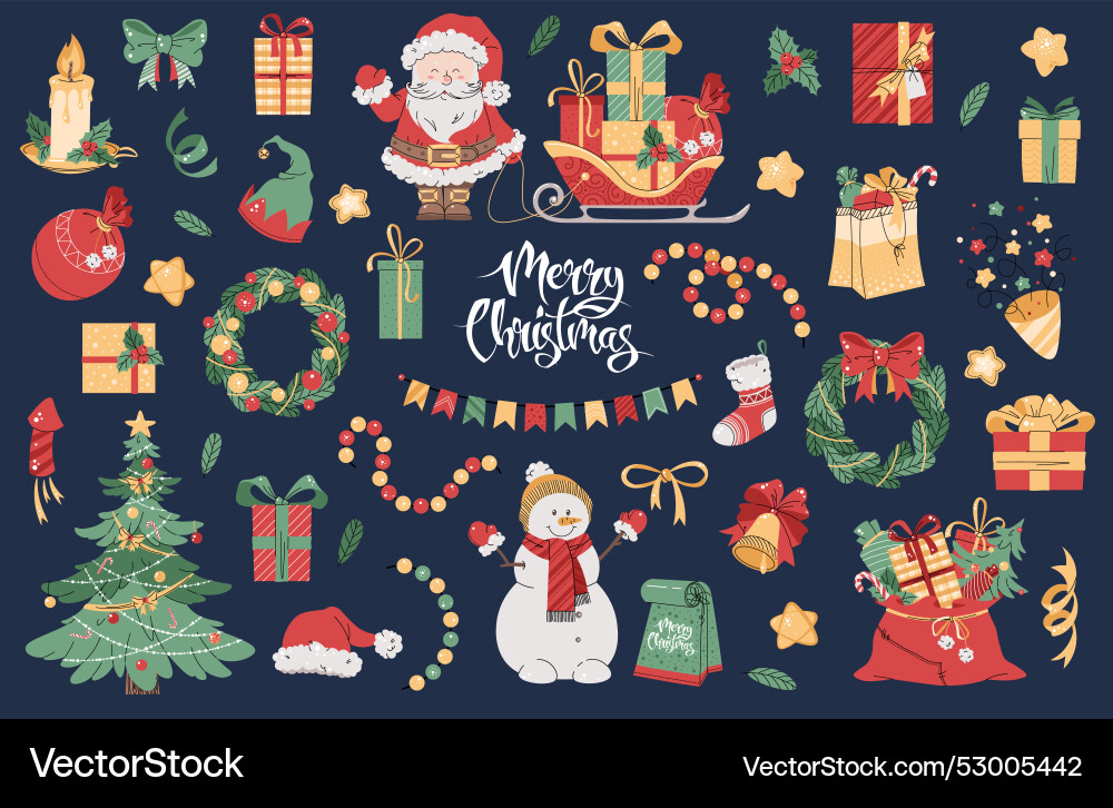 Christmas Cartoon Elements Royalty Free Vector Image