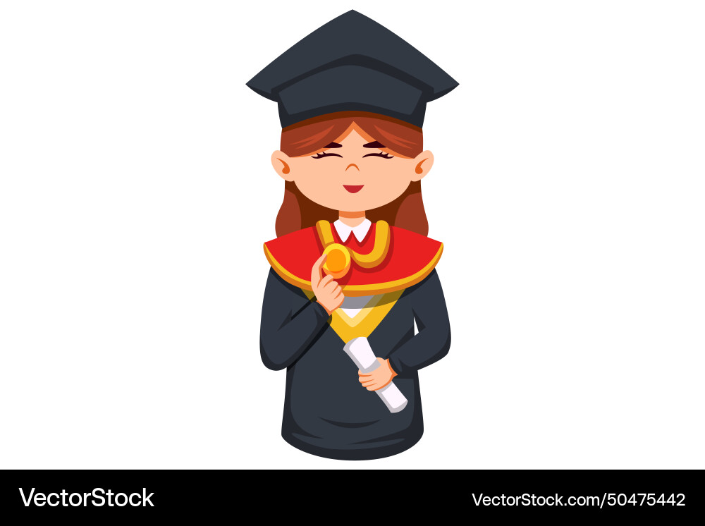 Cute graduate student character design Royalty Free Vector