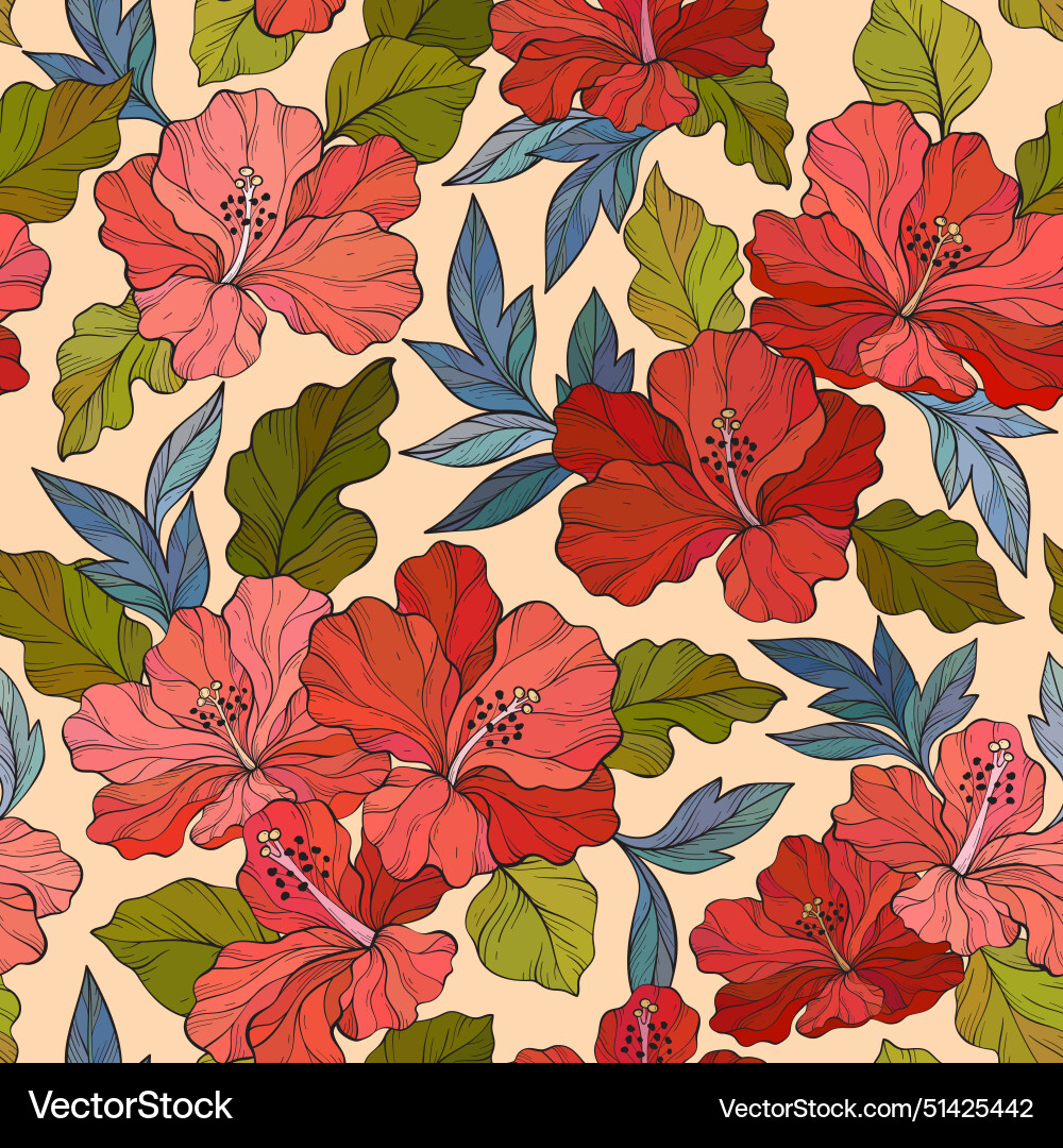 Exotic seamless design hand drawing Royalty Free Vector