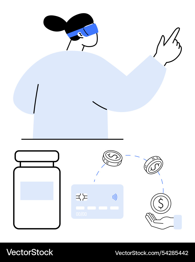 Female using virtual reality with financial Vector Image