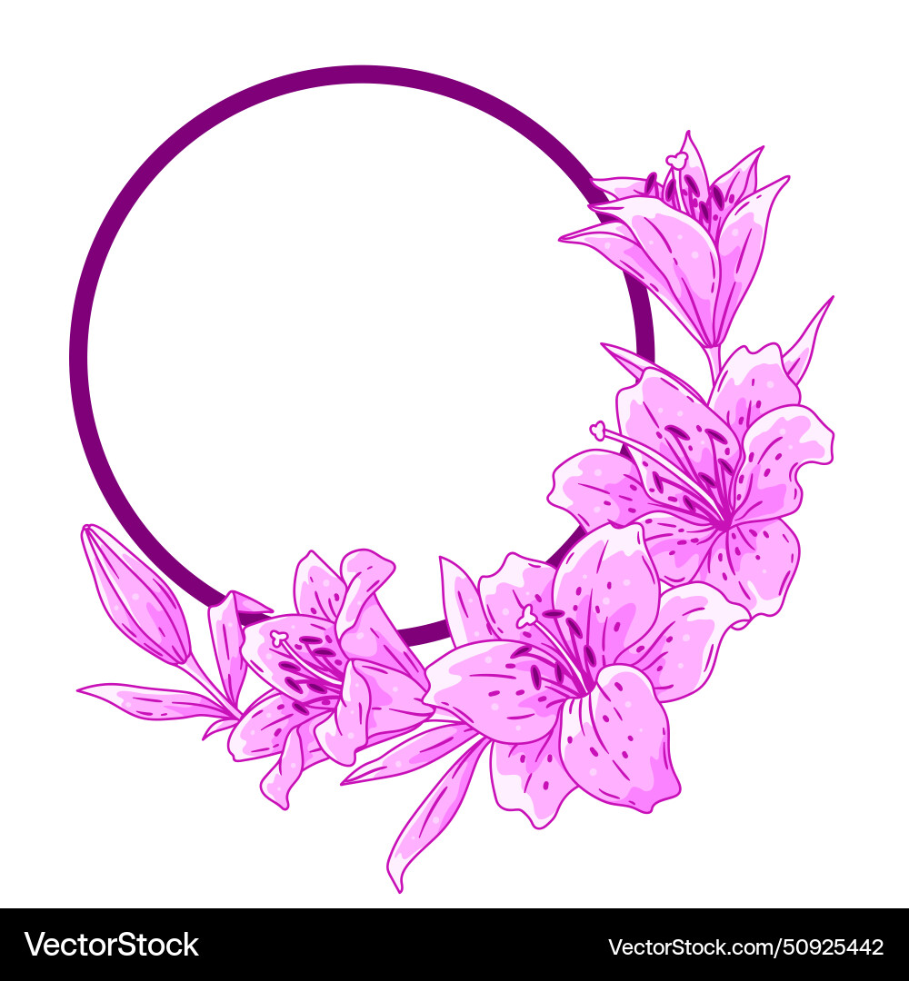 Frame with lilies beautiful decorative plants Vector Image