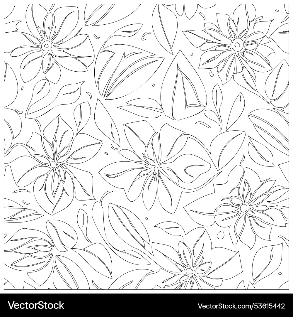 Tumpal flower pattern outline sketch Royalty Free Vector