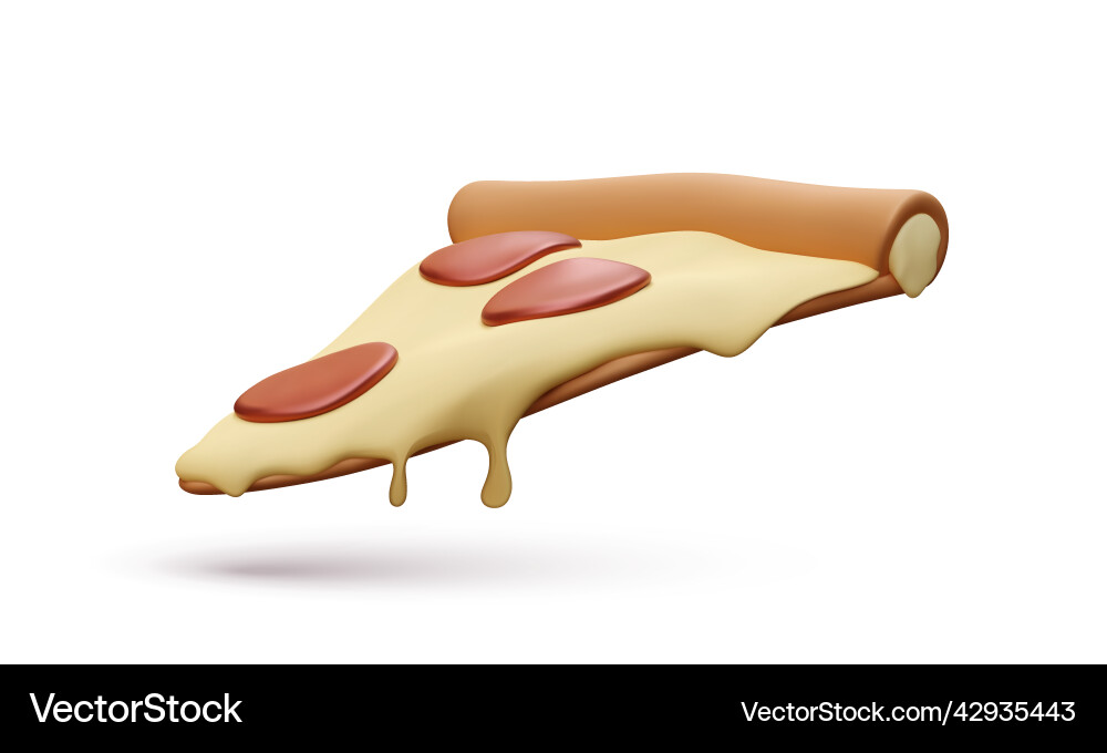 3d realistic pizza slice isolated on white Vector Image