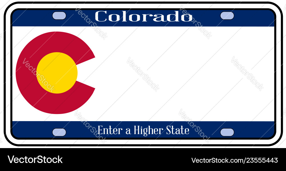 Colorado state license plate Royalty Free Vector Image