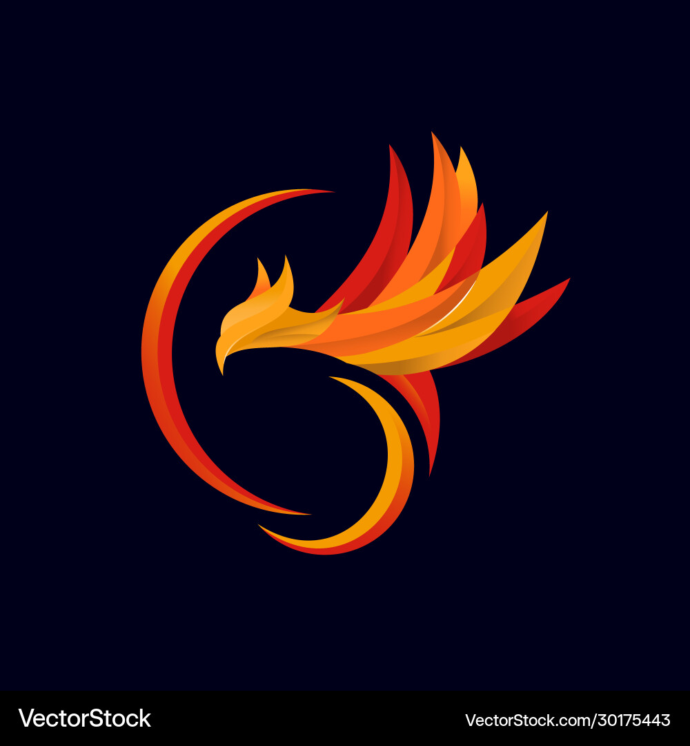 Elegant flying phoenix Royalty Free Vector Image