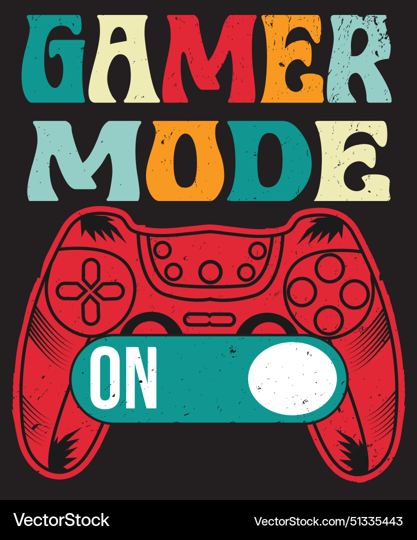 Gamer mode on design Royalty Free Vector Image