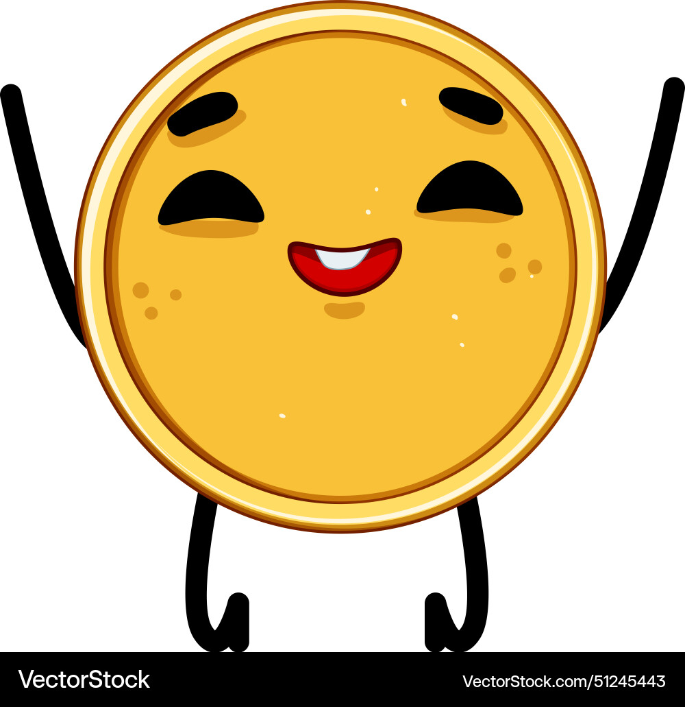 Gold coin character cartoon Royalty Free Vector Image