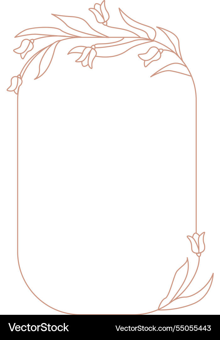 Lined oval flowers frame Royalty Free Vector Image