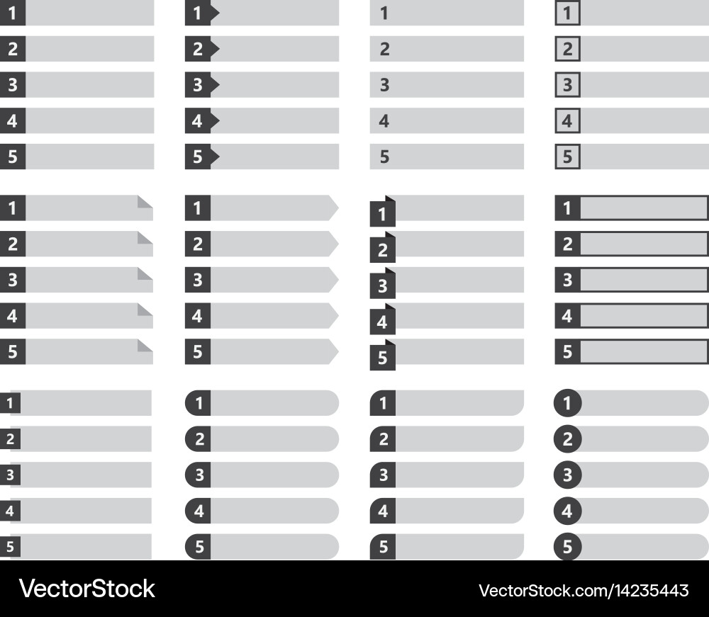 Numbered list template design Royalty Free Vector Image