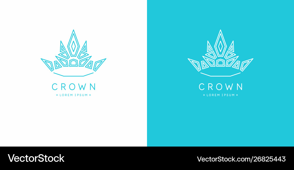 Original linear image crown isolated Royalty Free Vector