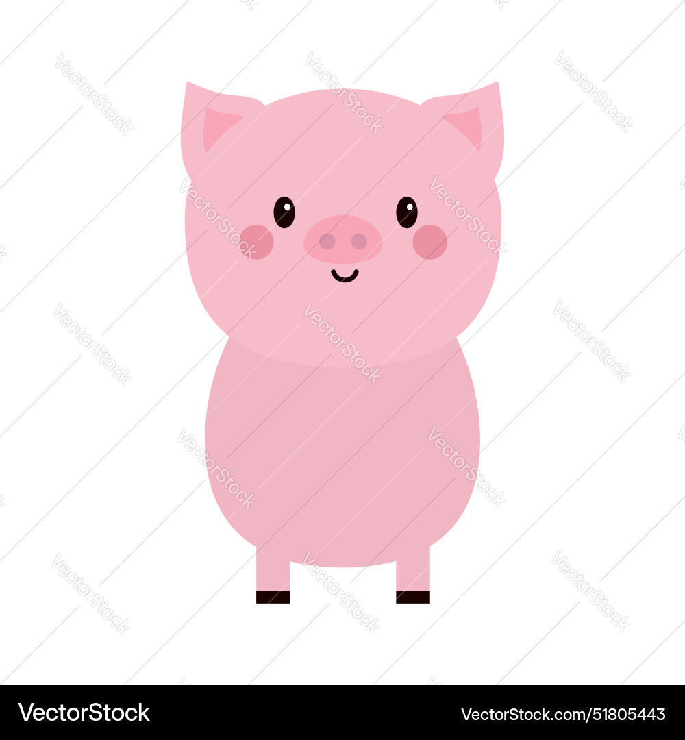 Smiling Pink Pig Icon - Cartoon Royalty Free Vector Image