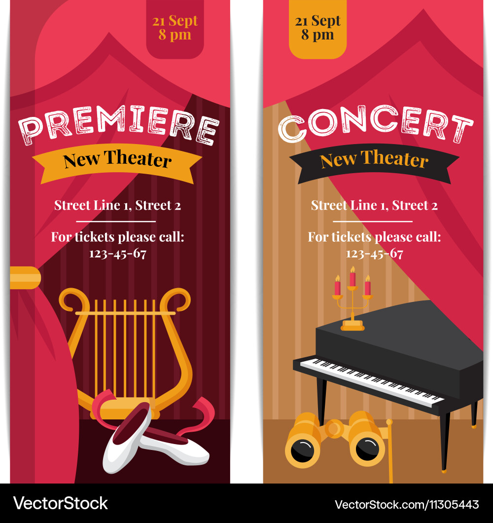 Theatre poster banners set Royalty Free Vector Image