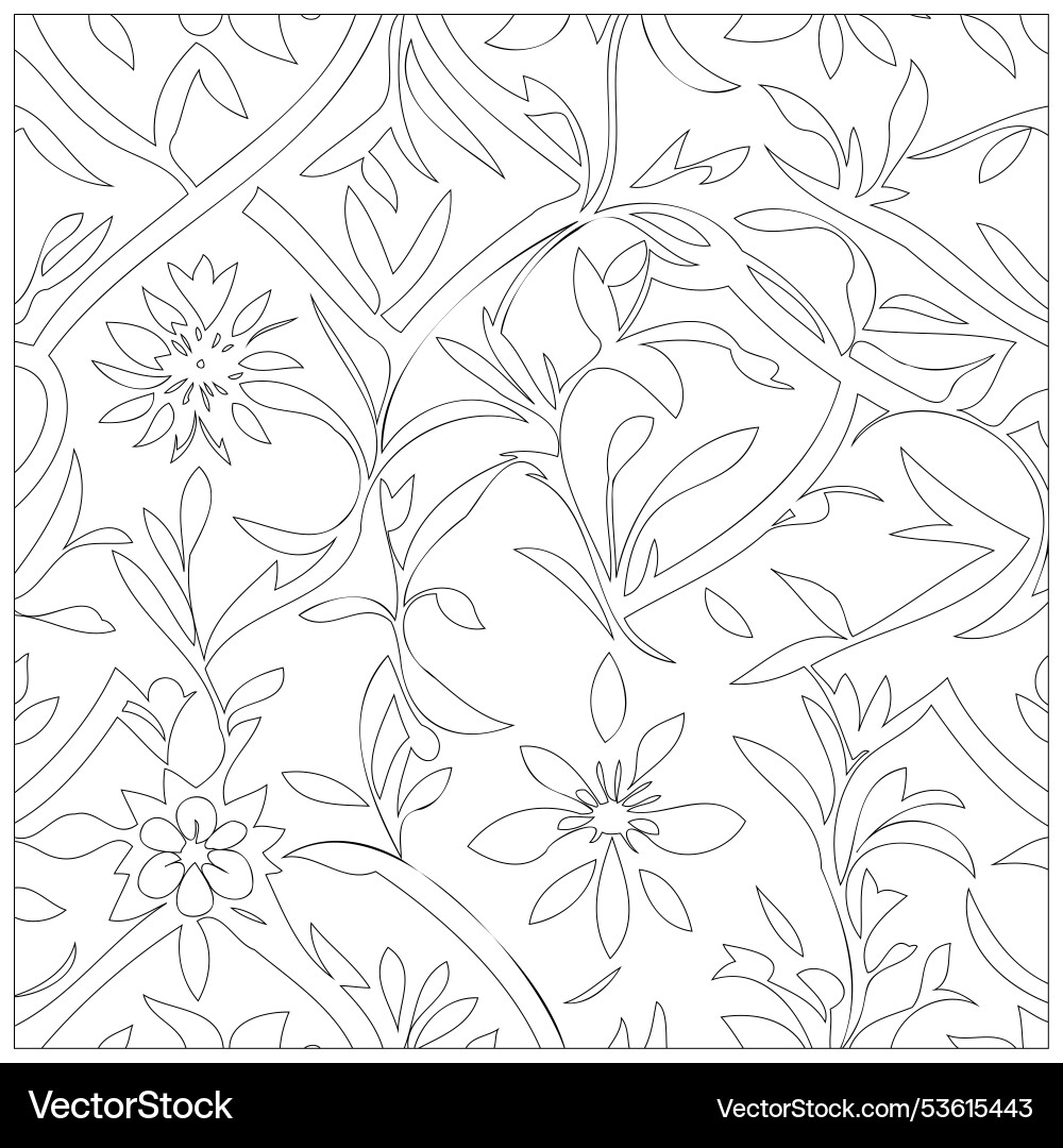 Tumpal flower pattern outline sketch Royalty Free Vector