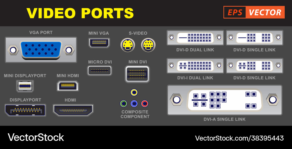 Video universal connector symbols Royalty Free Vector Image