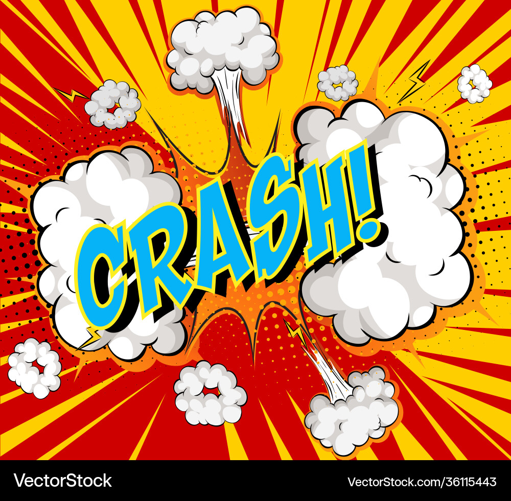 Word-Crash auf Comic Cloud-Explosion Hintergrund Vektorbild