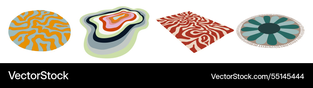 Carpets runner rugs wool textile mats set Vector Image