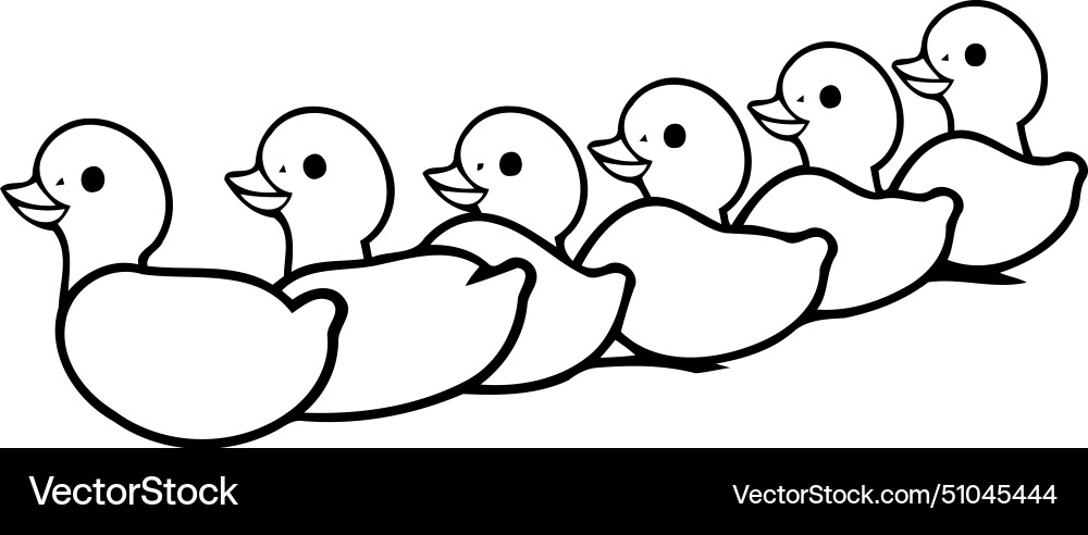 Duckling in a row on green background Royalty Free Vector