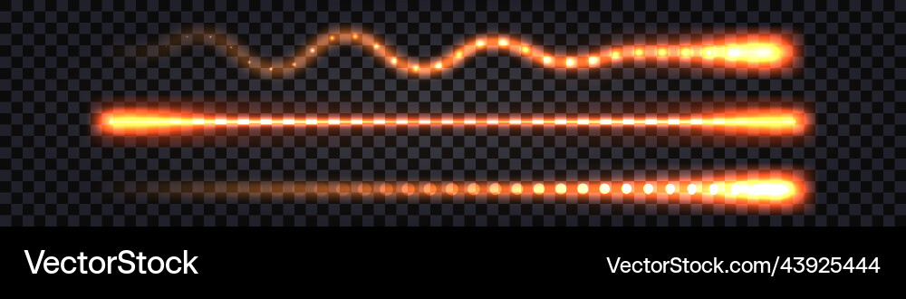 Glowing laser beam fiery light effect electric Vector Image