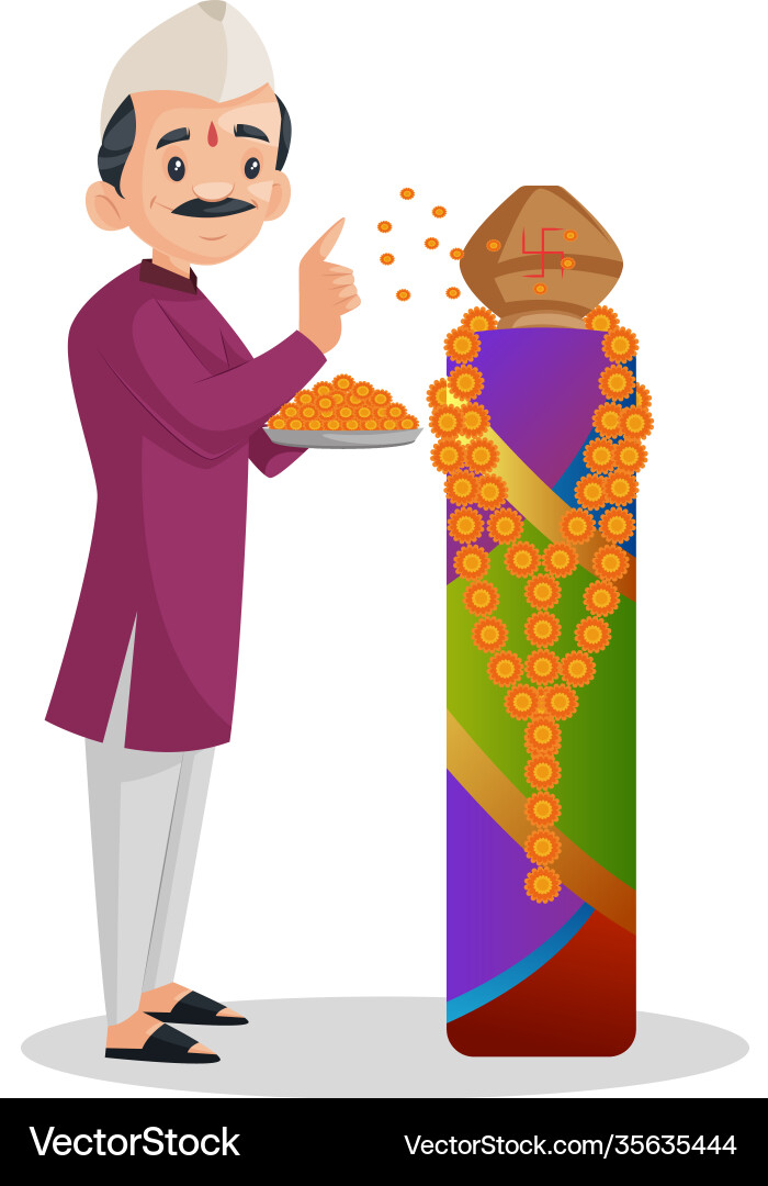Indian marathi man cartoon Royalty Free Vector Image