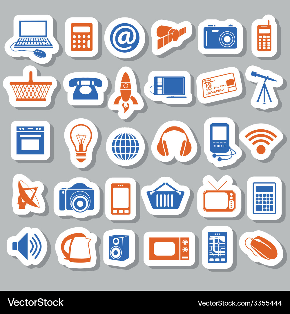 Modern technology stickers Royalty Free Vector Image