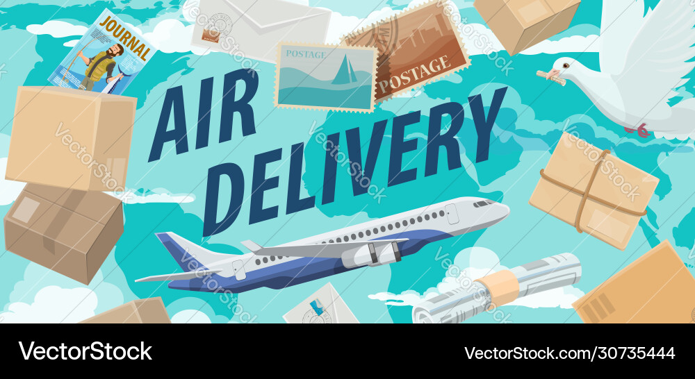 Parcels letters air mail avia delivery service – Royalty-Free Vector ...