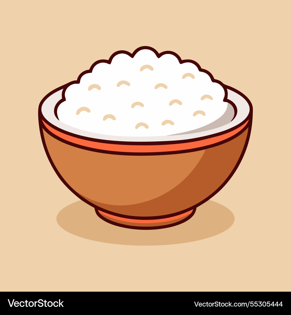 Rice in a bowl cartoon Royalty Free Vector Image
