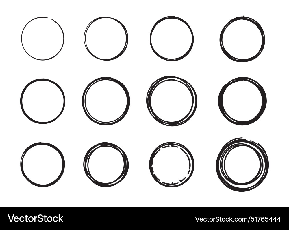 Set of hand drawn doodle circle line sketch Vector Image
