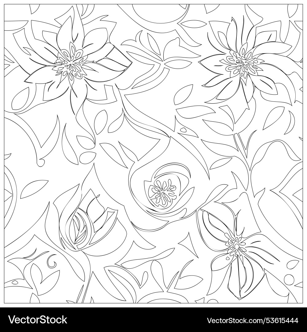 Tumpal flower pattern outline sketch Royalty Free Vector