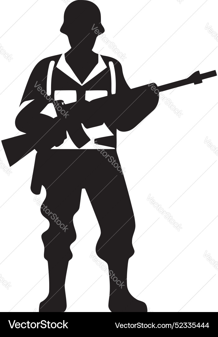 Warrior carry gun emblem troop firearm icon black Vector Image