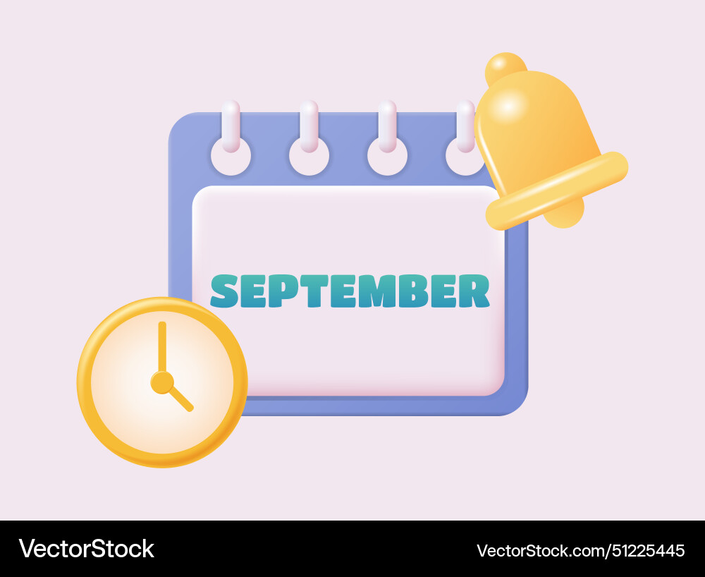 3d calendar icon september daily schedule Vector Image