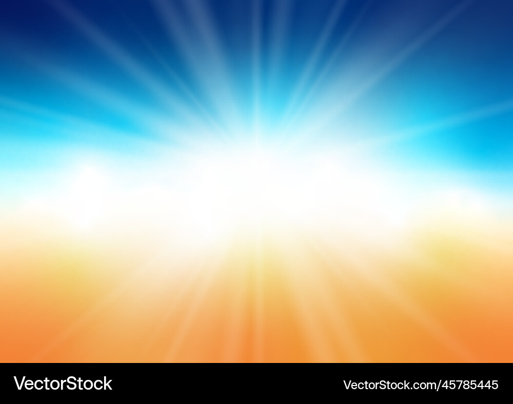 Beach themed background with sun rays design Vector Image