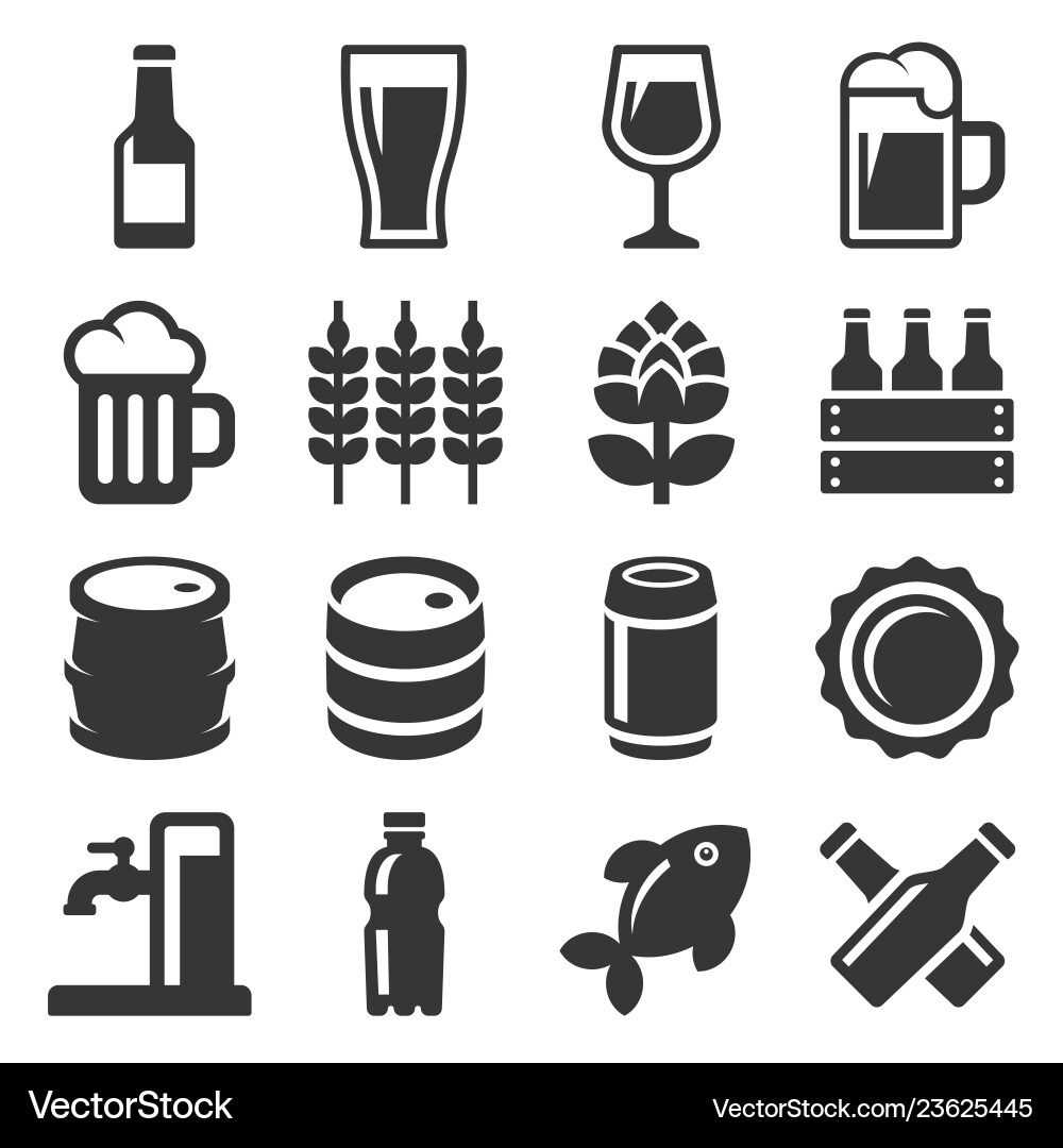 Beer icons set on white background Royalty Free Vector Image