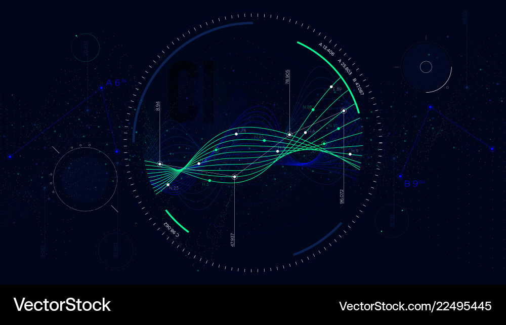 Big data network visualization interface screen Vector Image