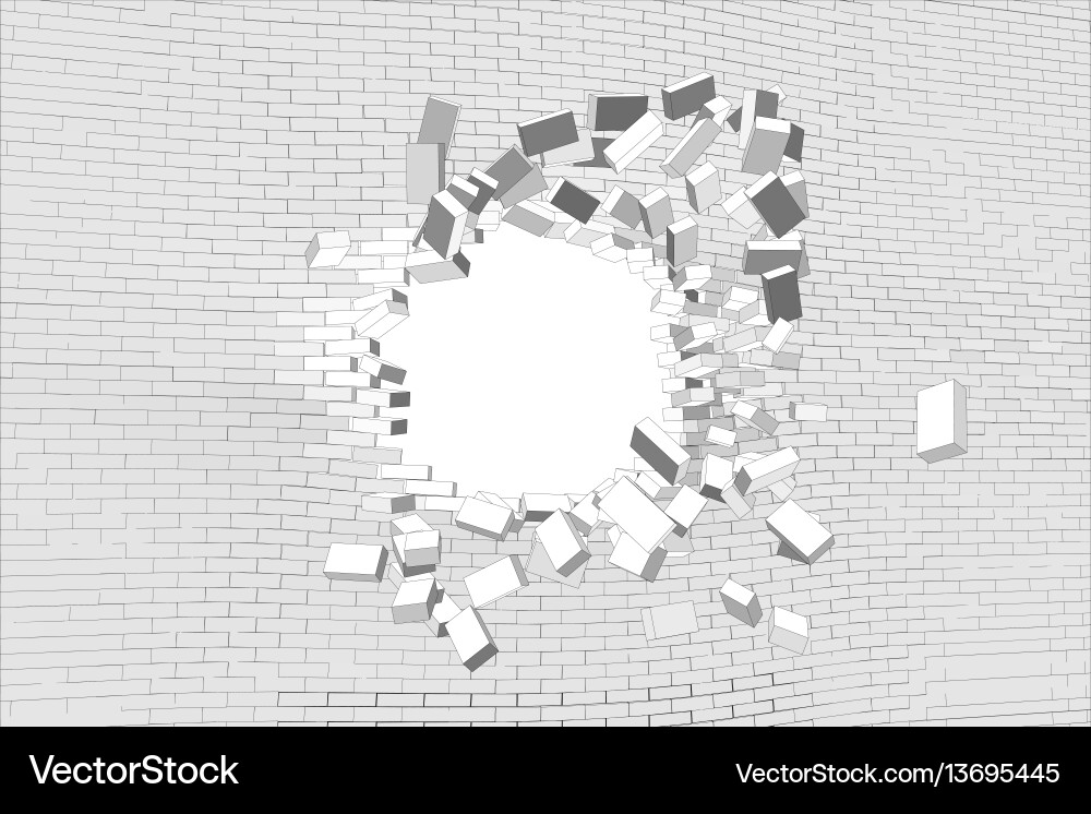 Broken wall Royalty Free Vector Image - VectorStock