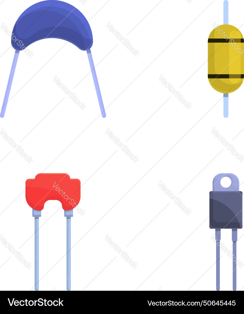 Capacitor icons set cartoon Royalty Free Vector Image